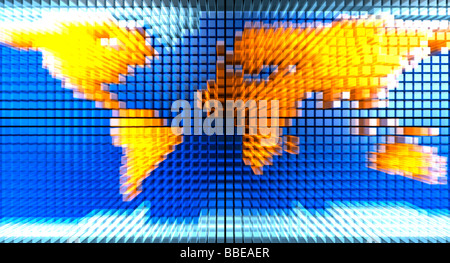 A colorful and digital illustration of the world map on a white ...