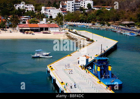 Mexico, Oaxaca, port view of Huatulco and Santa Cruz Bay. Cruise ship ...