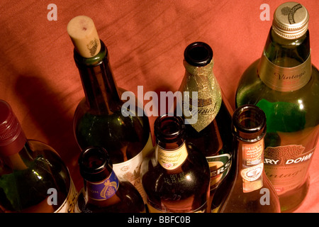 Empty beer, wine and cider bottles Stock Photo - Alamy
