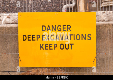 UK Danger Deep Excavations Sign 2019 Stock Photo - Alamy