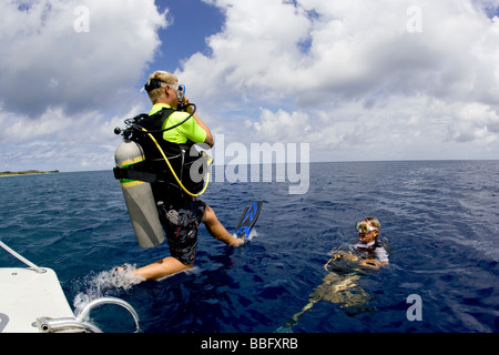 Giant stride entry into water Stock Photo - Alamy