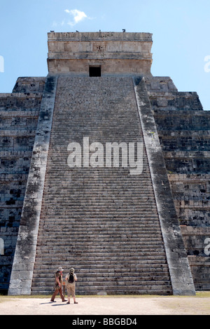 El Castillo maya pyramid during summer solstice with the snake shadow ...