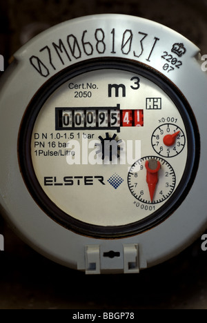 Domestic water meter, on a property in the Anglian Water region of the ...