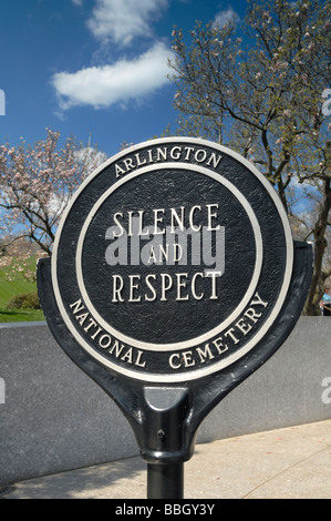 Silence and Respect sign at Arlington National Cemetery near Washington ...