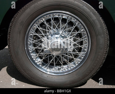 Motoring wheel spinner of classic old British made 1960s E type Jaguar ...