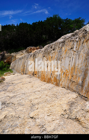 Exposed surface of a normal fault in limestone, Texas, USA Stock Photo ...