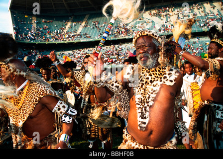 Shembe men in traditional dress at the lauch of the African Union in ...
