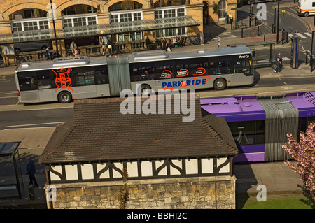 Bendy Park and Ride Bus, York Stock Photo - Alamy