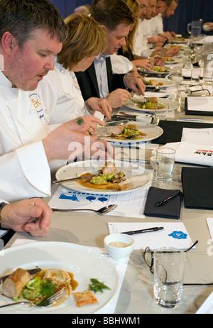 Panel of judges Food tasting during Swedish chef contest in Gothenburg ...