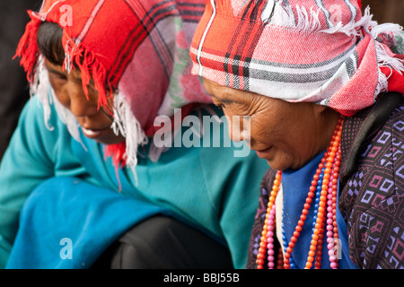 Woman of the Hani ethnic minority group wearing the traditional ...
