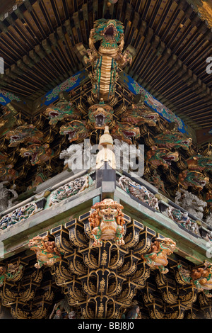 Golden Yomeimon Gate at Toshogu Shrine in Nikko Japan close up ...