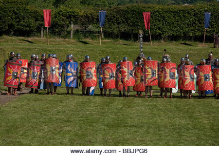 The Roman legion Army Marching into Battle at a reenactment Stock Photo ...