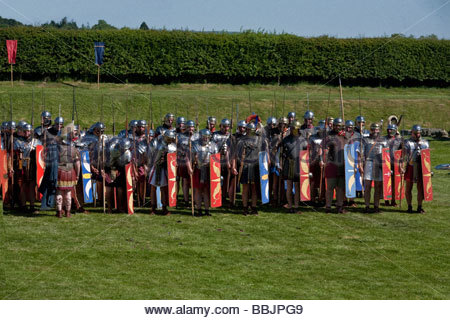 The Roman legion Army Marching into Battle at a reenactment Stock Photo ...