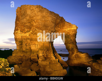 Limestone sea stack and arch at Marsden Bay on the South Tyneside ...