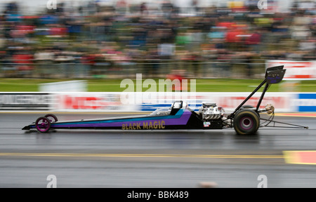 Super Pro ET Drag Racing at Santa Pod Raceway. Ron Bartlett Ford Anglia ...