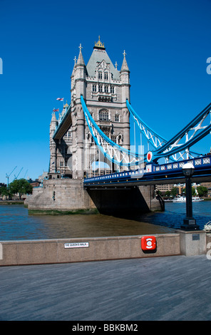Tower Bridge, London. Tower Bridge from Queens Walk on the South Bank ...