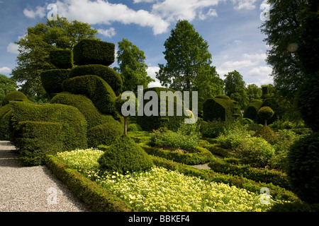 Levens Hall, Cumbria, UK. A famous topiary garden. The mixed Pastel ...
