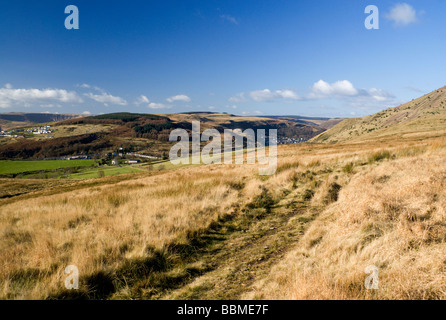 view across the rhondda valley from hillside above tylorstown rhondda ...