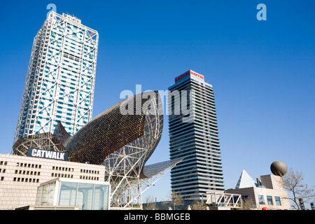 Mapfre Tower and Hotel Arts. Cityscape. Barcelona, Catalonia, Spain ...