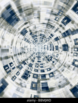 Digital composite image of circular pattern with dna and hexagon shape ...