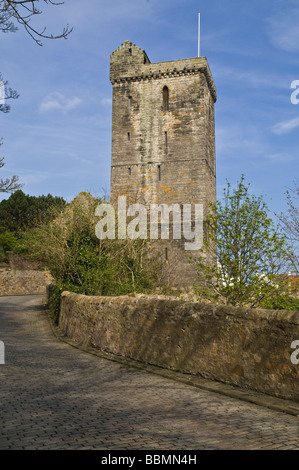 dh DYSART FIFE St Serfs tower and white house at seafront village ...
