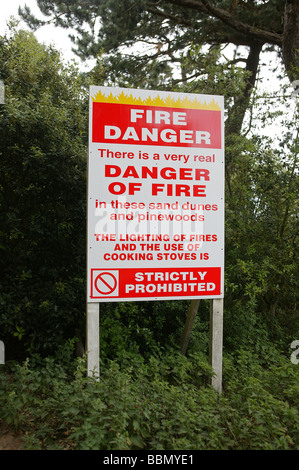 Sign warning of a fire hazard in the dry season rainforest of Borneo ...