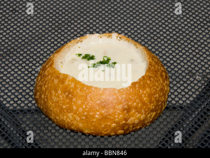 California San Francisco Clam Chowder in a sourdough bread bowl at ...