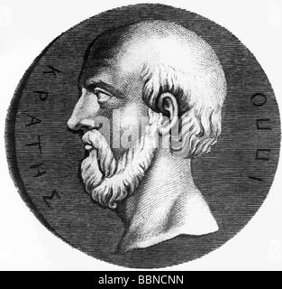 Hippocrates, circa 460 BC - circa 370 BC, Greek physician, portrait ...