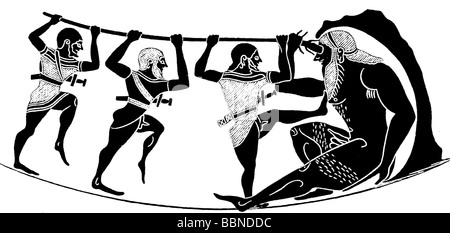Odysseus (Ulysses), Greek king of Ithaca and hero, passing the Sirens ...