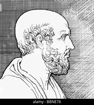 Hippocrates, circa 460 BC - circa 370 BC, Greek physician, portrait ...
