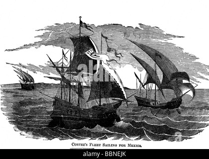 Spanish conquest of Mexico 1519 - 1521, Spaniards under Hernan Cortes ...