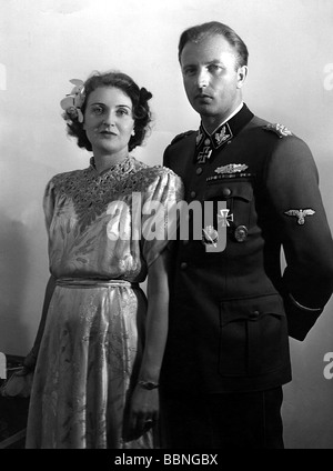 HERMANN FEGELEIN (1906-1945) third from right with his bride Gretl ...