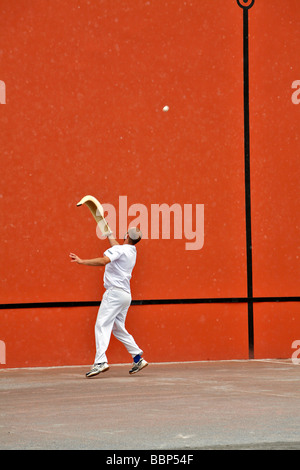 A GAME OF GRAND CHISTERA PELOTA, GRAND FRONTON, BIDART, PYRENEES ...