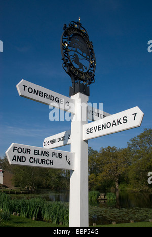 England, Kent, Four Elms Village, Village Sign Stock Photo - Alamy