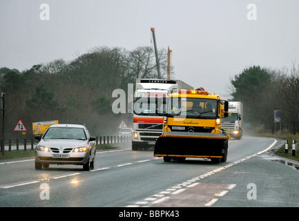Mercedes gritting spreading gritter truck Stock Photo - Alamy