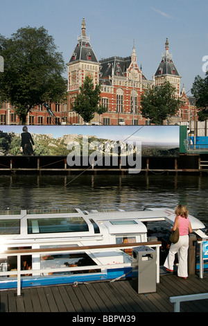 Main station Amsterdam with landing stage in the foreground ...