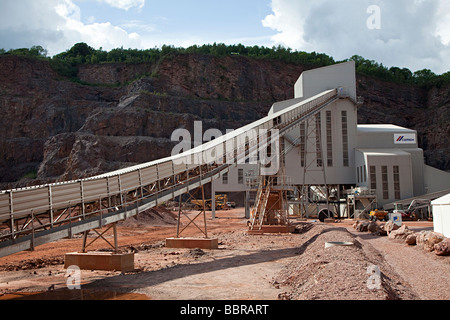 CEMEX limestone quarry with crushing plant Taffs Well Cardiff Wales UK ...