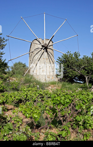 wind mill on the plateau of Lassithi, Greece, Crete, Tzermiado Stock ...