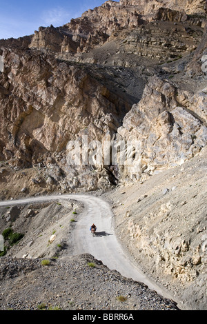 Biker on the Manali-Leh route. Near Sarchu. Ladakh. India Stock Photo ...