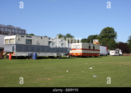 Showmans caravans at a travelling funfair in the U.K Stock Photo - Alamy