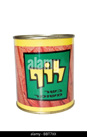 Cutout of a tin of Luf Israeli Kosher SPAM on white background Stock ...