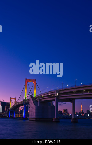 The Rainbow Bridge is a suspension bridge crossing Tokyo Bay between ...