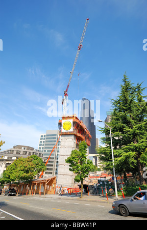 Construction of a high-rise building. Pouring of foundation columns ...