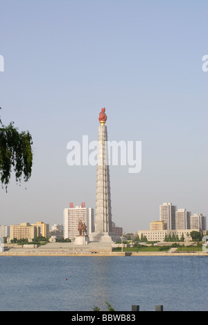 The Juche Idea Tower in Pyongyang. Juche is a North Korean political ...
