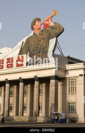 Kin Il Sung Square in Pyongyang North Korea with communist propganda ...