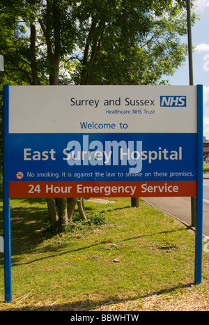East Surrey NHS Hospital Welcome Sign Redhill England Stock Photo - Alamy