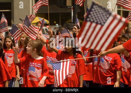 Students from PS MS 164Q school march in the annual Flag Day Parade in ...