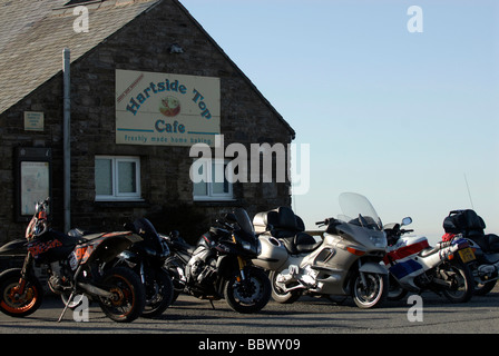 Hartside Cafe with motorbikes outside A686 Cumbria Stock Photo - Alamy