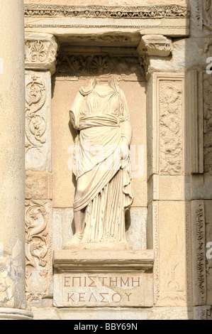Ancient roman statue of Episteme, Library of Celsus, Ephesus, Turkey ...