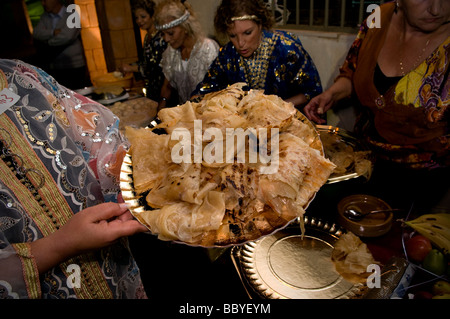 A traditional Morroccan Jewish mufleta creps during the Mimunah ...